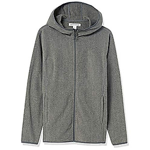 Amazon Essentials Men's Long-Sleeve Hooded Full-Zip Polar Fleece Jacket, Charcoal Heather, Large