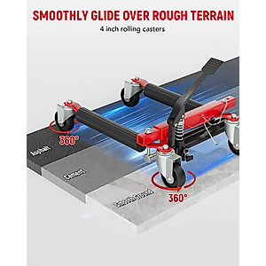 GarveeTech Car Wheel Dolly Set of 4, Hydraulic 6000lbs Car Skates, Heavy Duty Vehicle Positioning Wheel Dolly Jack with Foot Pedal for Tire Auto Repair Moving, Red