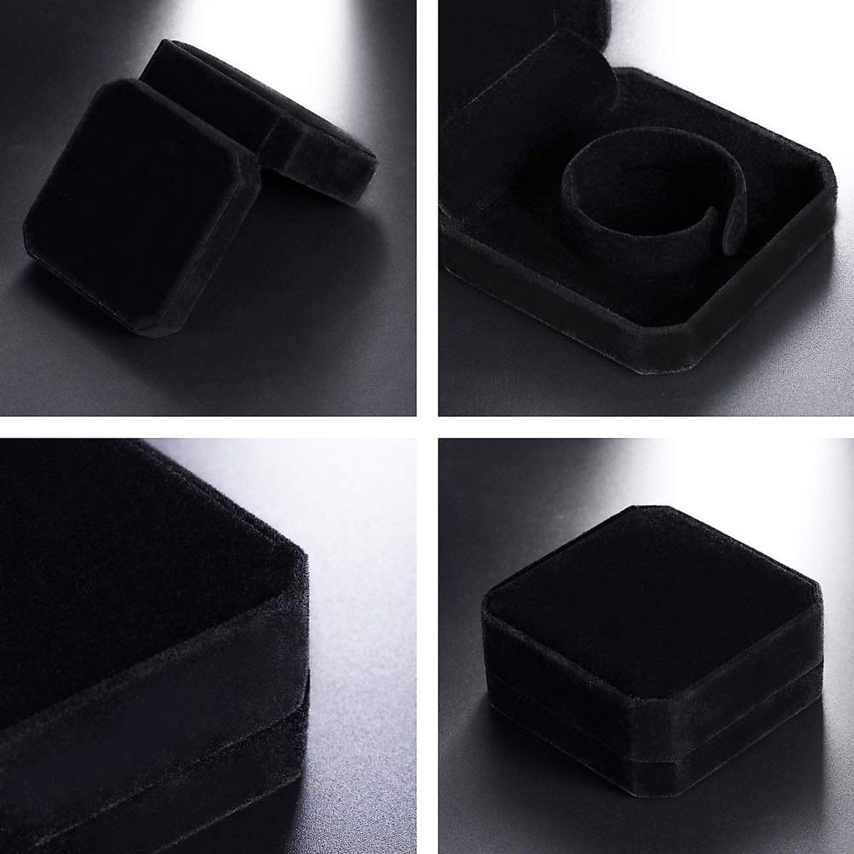 HooAMI Square Black Velvet Bracelet Gift Box Jewelry Display