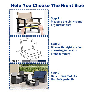 RACLVAY Outdoor Deep Seat Cushions Set, Waterproof & Fade Resistant Patio Furniture Cushions, Deep Seat Bottom and Memory Foam Back Cushion, Outdoor Chair Cushions for Chair and Couch 24x24x4 inch