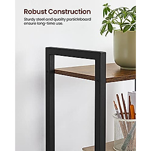 VASAGLE 4-Tier Bookshelf, Small Bookcase, Narrow Book Shelf for Small Space, 9.4 x 15.7 x 42.1 Inches, for Living Room, Office, Study, Entryway, Industrial Style, Rustic Brown and Black ULLS099B01