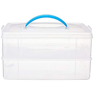 Snapware Snap 'N Stack Portable Storage Bin for Tools and Craft, 14.1 x 10.5-Inch Clear BPA-Free Container, Tool Box with Stackable Trays, Microwave, Freezer and Dishwasher Safe