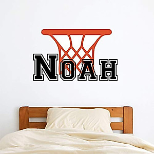 Custom Name Basketball Sports Wall Decal - Boys Girls Personalized Name Basketball Wall Sticker - Custom Name Sign - Custom Name Stencil Monogram - Girls Boys Room Wall Decor