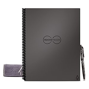 Rocketbook Core Smart Notebook, Medium/College Rule, Gray Cover, (16) 11 x 8.5 Sheets