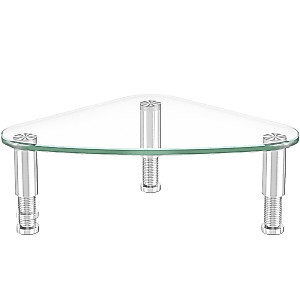 Hemudu Clear Glass Computer Monitor Riser / Triangle Desktop Universal Corner Stand for Computer Monitor & Laptop HD01T-003