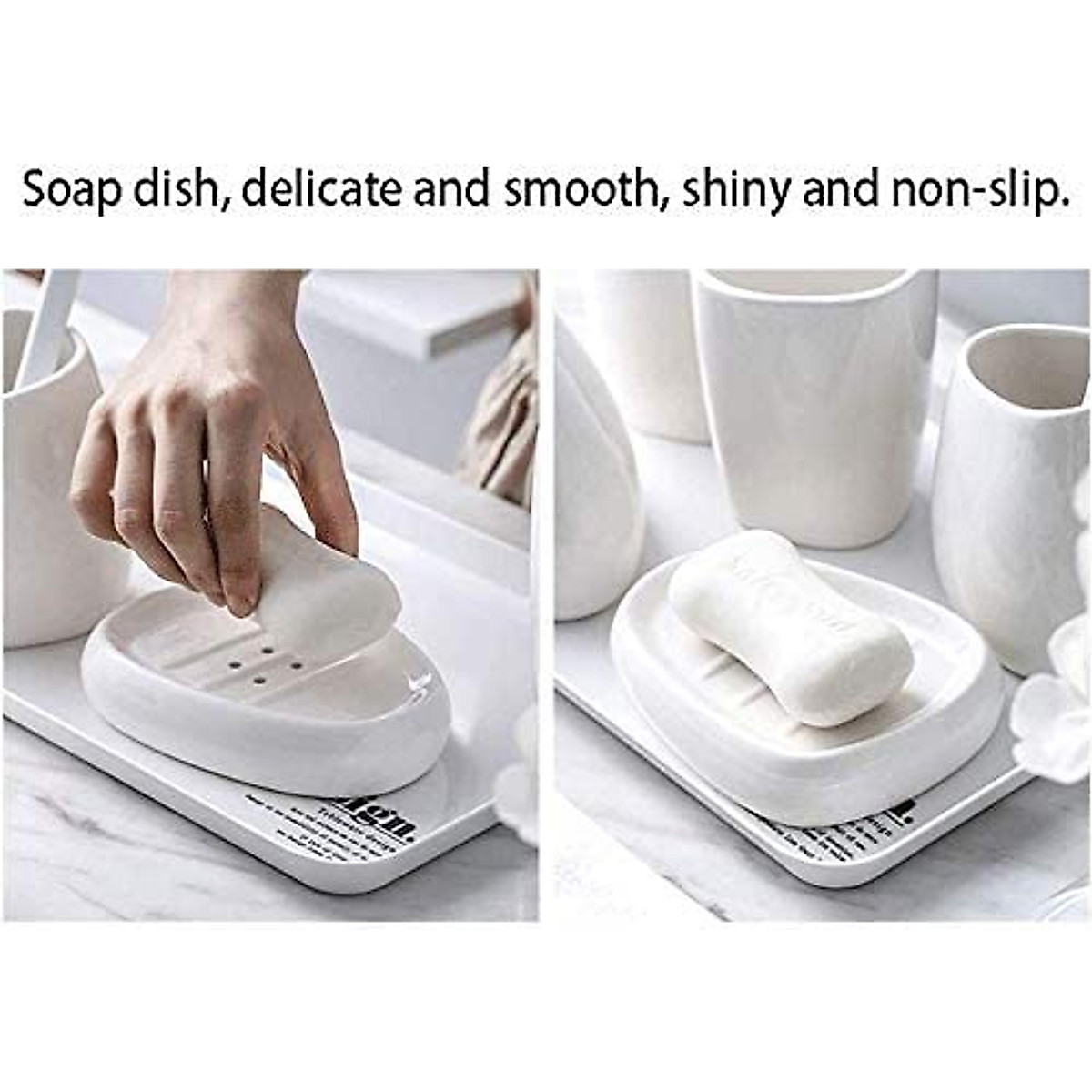 DVTEL Bathroom Five-Piece Set, Simple Ceramic Wash Four-Piece Set, Bathroom Supplies Set, Wash Cup Set (Color : 5 Piece Set)