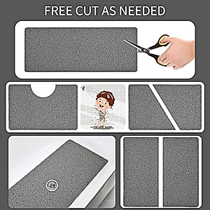 Enqinar Shower Mat Bathtub Mat, Non-Slip Bath Mat with Drain, Quick Drying PVC Loofah Bathmat for Tub,Shower,Bathroom (24x16 inch, Grey)