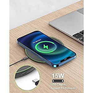 Wireless Charger for Samsung Galaxy S23/S23+/S22/S22+/S21/S20/S20+/S10/S9+/S9/S8/S8+/S7/Note10/Note9/Note8, 15W Wireless Charging Pad with USB-C for Samsung,iPhone Black(No AC Adapter)