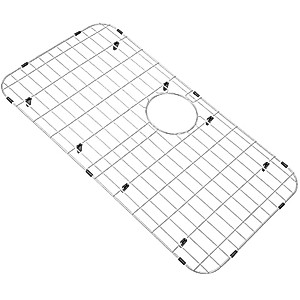 Orgneas Sink Protectors for Kitchen Sink, 304 Premium Stainless Steel Kitchen Sink Bottom Protector Grid Sink Grate Rack Rear Drain Size 27.5"x13.5" with Corner Radius 1.5"