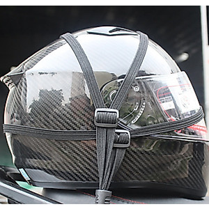 2 PCS Universal Motorcycle Helmet Luggage Rope 60cm Motorcycle Bungee Cord Bandage Retractable Elastic Strap with 2 Hooks, Black