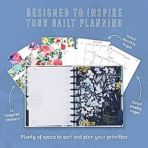 Happy Planner 2023 Daily Planner and Calendar, 12-Month Daily, Weekly, and Monthly Planner, Jan. 2023–Dec. 2023 Diary, Dashboard Layout, Ingrid Blooms Theme, Classic Size, 17.78 x 23.50 cm