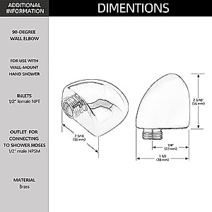 Wall-Mount Supply Wall Elbow for Hand Held Shower, Chrome