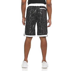 Spalding Mens Marble Performance Basketball Short, 10" Inseam, Black Marble, S