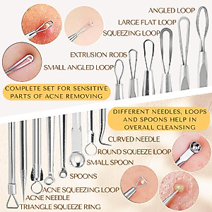 [16 Pcs] Blackhead Remover Tools 2024 Latest Pimple Popper Tool Kit | Stainless Steel Professional Pimple Extractor Tool Kit for Blackheads, Blemish, Comdone, Acne, Zit, and Whiteheads for Face & Nose