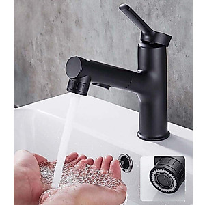 Black Bathroom Basin Taps Kitchen Sink Faucet Pull Down Sprayer Single Lever Mixer Brasss Tap for Lavatory Vanity Ashroom Bath Bathtubs Toilets