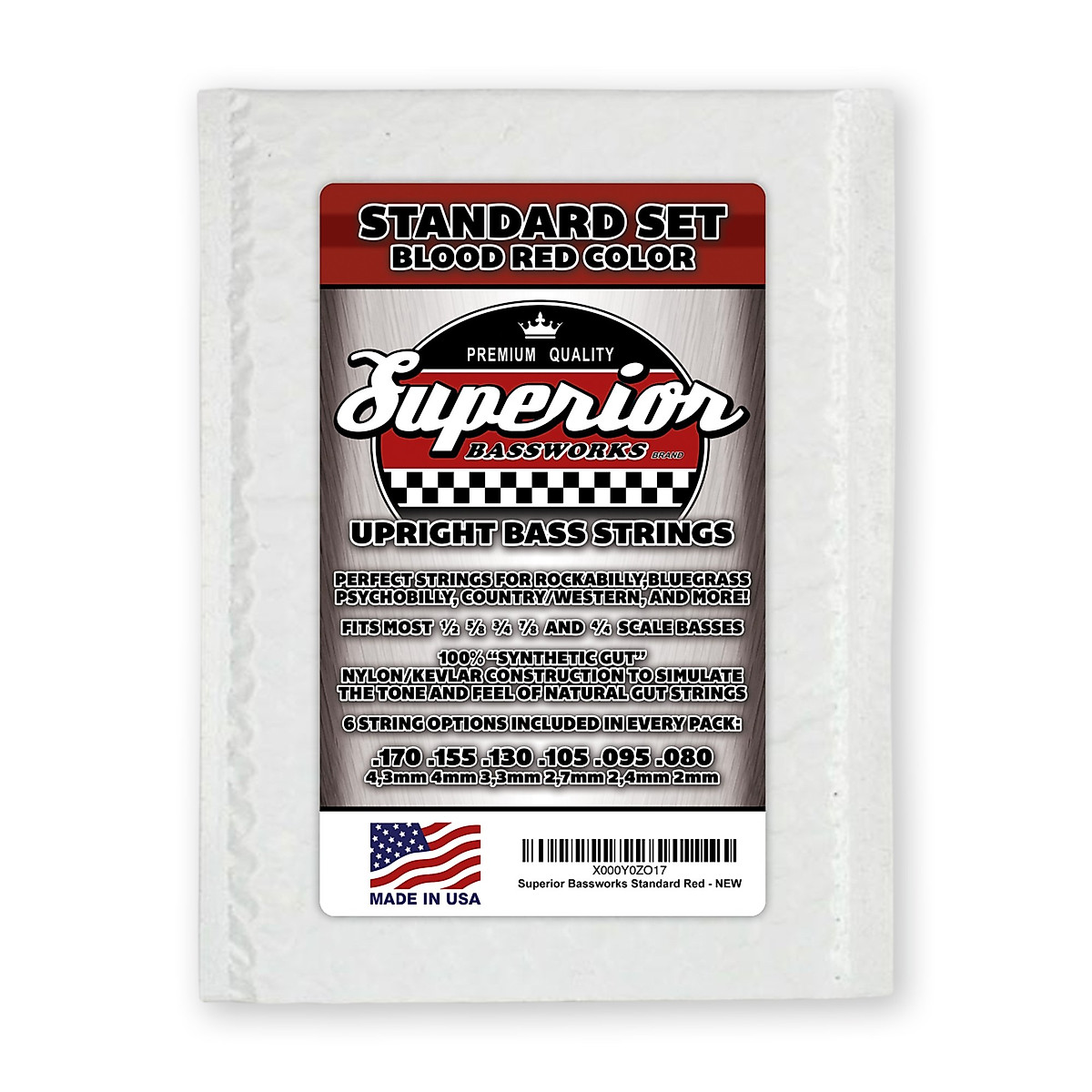 Superior Bassworks STANDARD Upright Double Bass Strings Blood Red Color FULL SET