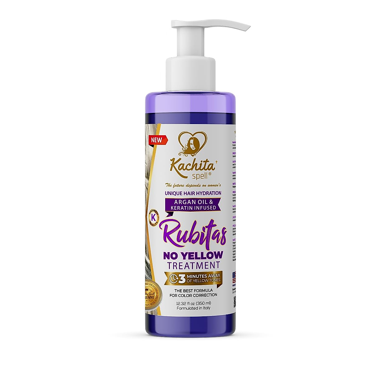 Kachita Spell Purple Toning Shampoo ConditionerTreatment Balance No Yellow Tone Correcting, Blonde Gray Hair, Eliminates Brassy and Yellow 350ml Made in USA