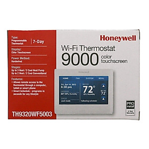 Honeywell TH9320WF5003 WiFi 9000 Color Touchscreen Thermostat, Works with Alexa, Needs 'C' Wire (Renewed)
