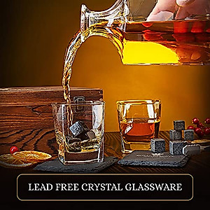 Whiskey Decanter Gift Set by Royal Reserve | Husband Birthday Gifts Artisan Crafted Chilling Rocks Stones Scotch Bourbon Holder – Gift for Men Dad Boyfriend Anniversary