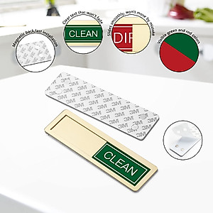 Dishwasher Magnet Clean Dirty Sign, Golden Universal Dish Washer Indicator Refrigerator Magnet, Super Strong Magnet with Back Glue for Kitchen Organization
