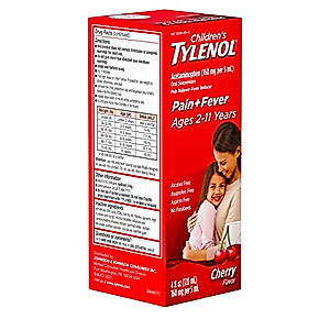 Tylenol Children's Oral Suspension Medicine with Acetaminophen, Cherry, 4 Fl Oz