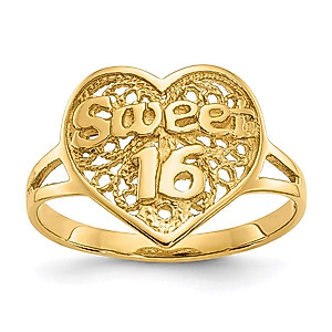 14k Sweet 16 Heart Ring QCH263