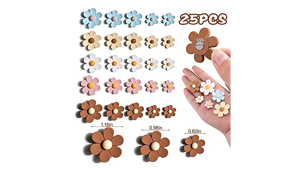 Cute 25 Piece Flower Fridge Magnets for Home Decor