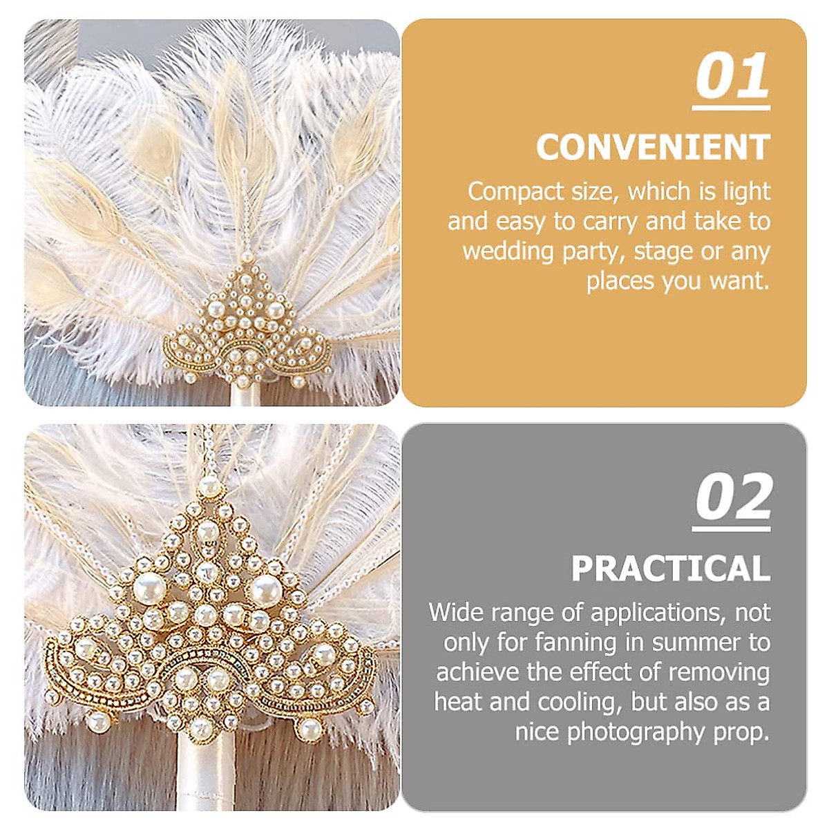 Abaodam Fan Bridal Bouquets for Bride Ostrich Peacock Middle East White Lupine