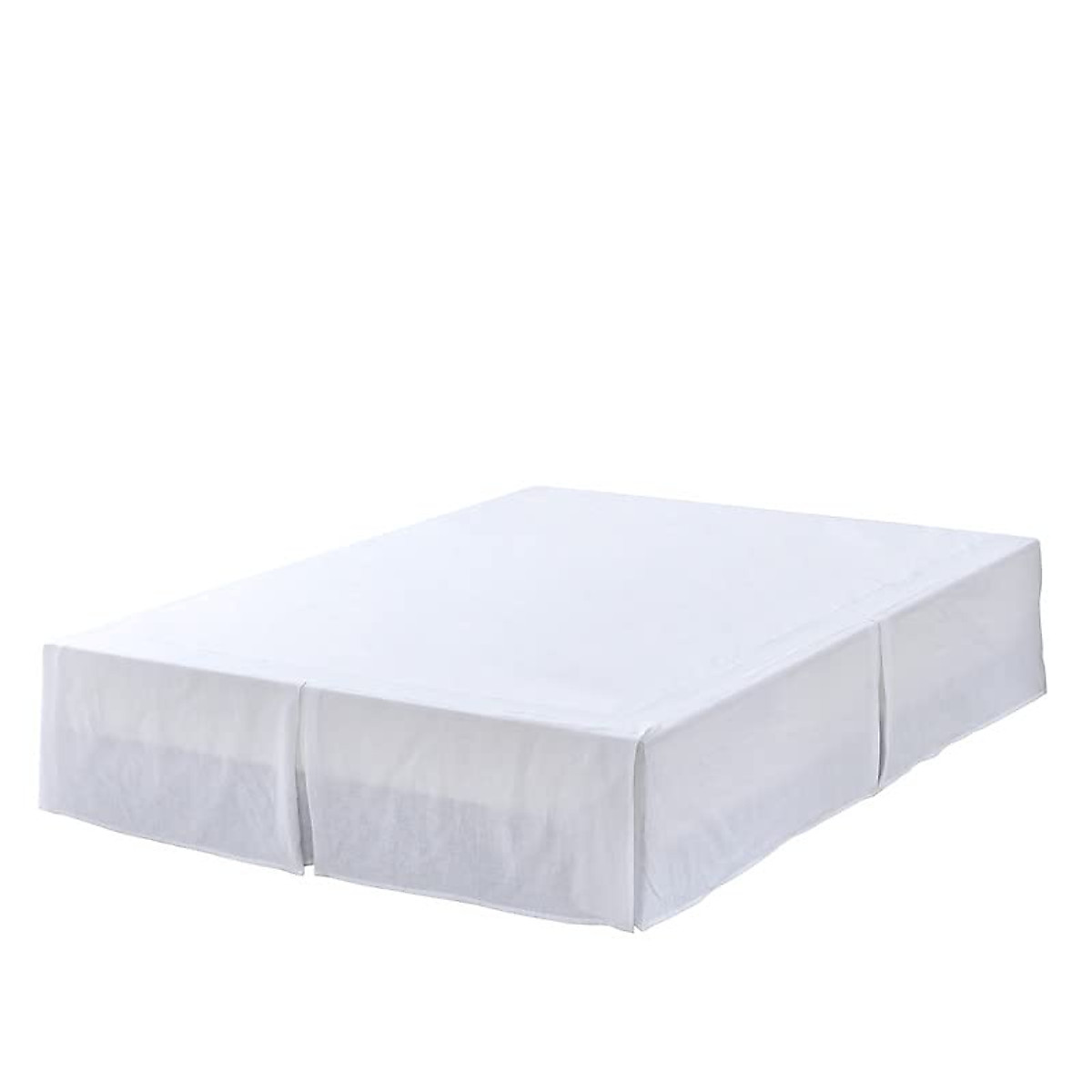 MEADOW PARK Washed French Linen Tailored Bed Skirt, Box Pleat Bed Skirt, Dust Ruffle, Full Size, 54" W x 75" L, Drop 16", Super Soft,White