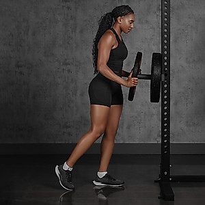 AmStaff Olympic Weight Plate Holder for Power & Squat Racks – Available 2x2 – 2.5x2.5 – 3x3 Inch Tube Sizes – Weight Plates Horn Storage Attachment for Power Squat Rack – (Pair) (3"x3" Tube Racks)