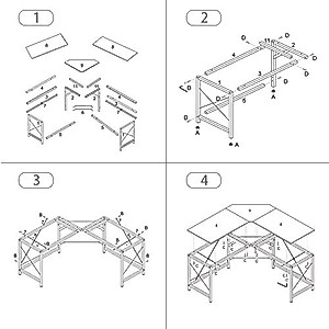 Coral Flower L-Shaped Desks for Home Office - Corner Computer Desk Writing Table Workstation - Sturdy Gaming Desk PC Laptop Dark Brown