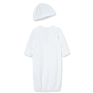Little Me Baby Unisex Nightgown and Cap Set, White, 0-3 Months