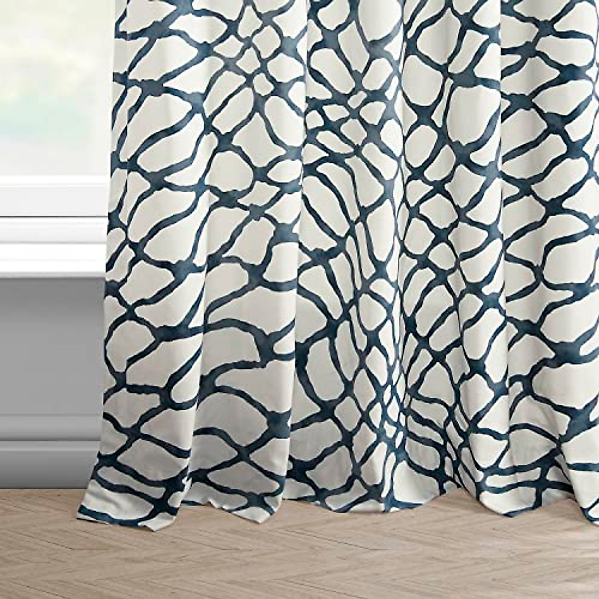 HPD Half Price Drapes Printed Cotton Twill Curtains For Room Décor 50 X 108 (1 Panel), PRTW-D50C-108, Ellis Blue