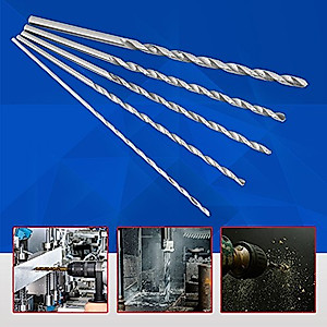 Long Twist Drill, 5Pcs 2-5mm Straight Shank Twist Drill Bit Tool Extra Long Drill Bits Set High Speed Steel Stainless Steel Straight Shank Tool Installer Drill Bit for Drilling Wood