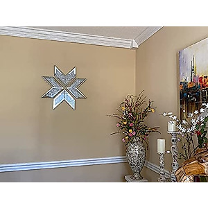 XIHACTY 2 Piece Mirrored Chevron Arrows, Crystal Crushed Diamond Arrow Wall Décor, Silver Arrow Sign for Gallery Wall for Dining Room, Living Room(12inch x 12inch)