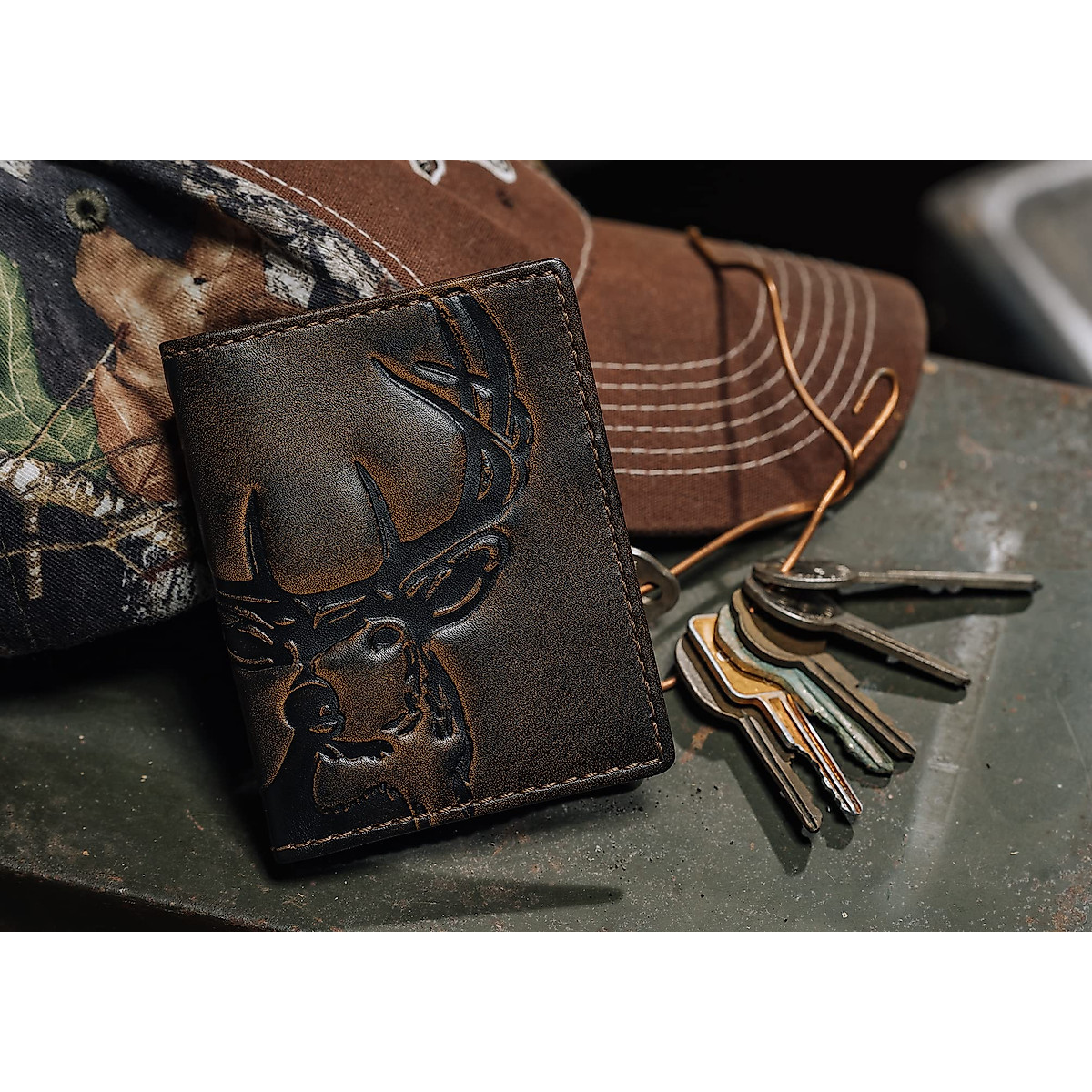 House of Jack Co. DEER Slim Card Wallet | Minimalist Bifold Card Holder| Full Grain Cowhide with Handburnished Finish | Slim Wallet For Men