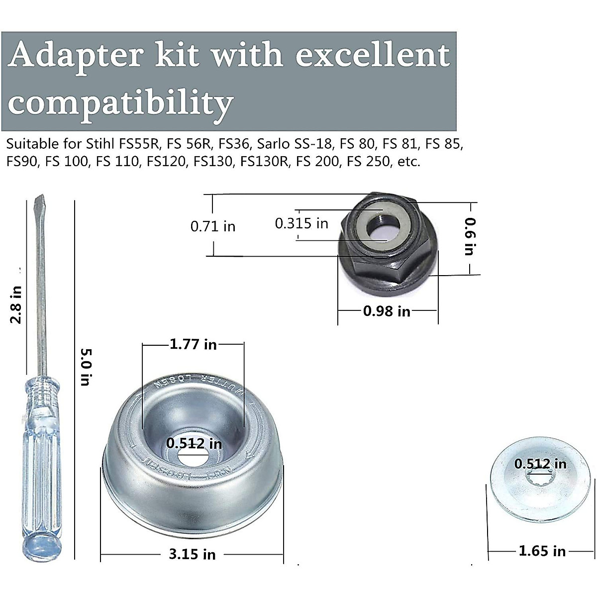 Diagtree 4Pcs Gardening Machine Lawnmower Blade Adapter Attachment Maintenance Washer Kit Replacement for STIHL String Trimmers Brush Cutter