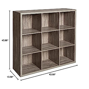 ClosetMaid 9 Cube Storage Shelf Organizer Bookshelf with Back Panel, Easy Assembly, Wood, Weathered Gray