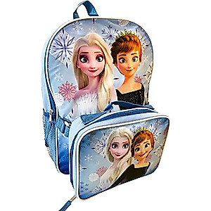 Frozen 15 Inch Kids Backpack With Removable Lunch Box (Blue)