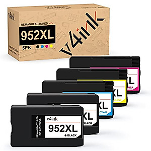 v4ink 952XL Remanufactured Ink Cartridge Replacement for HP 952 XL Compatible with OfficeJet Pro 7720 7740 8210 8218 8700 8702 8715 8726 8730 8732M 8734 8735 Printer 5 Pack