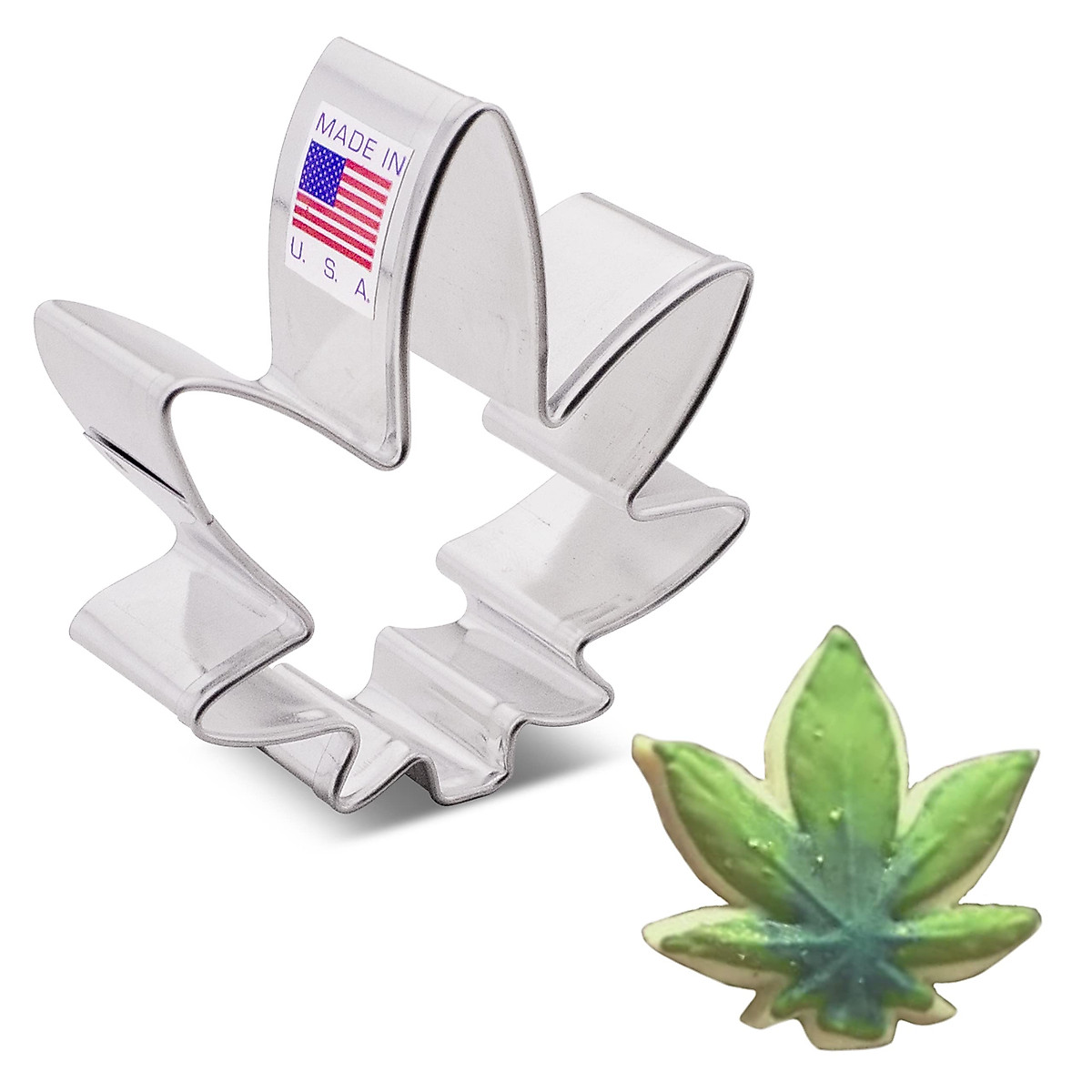 Marijuana Weed Pot Leaf Cookie Cutter, 2.64" Made in USA by Ann Clark