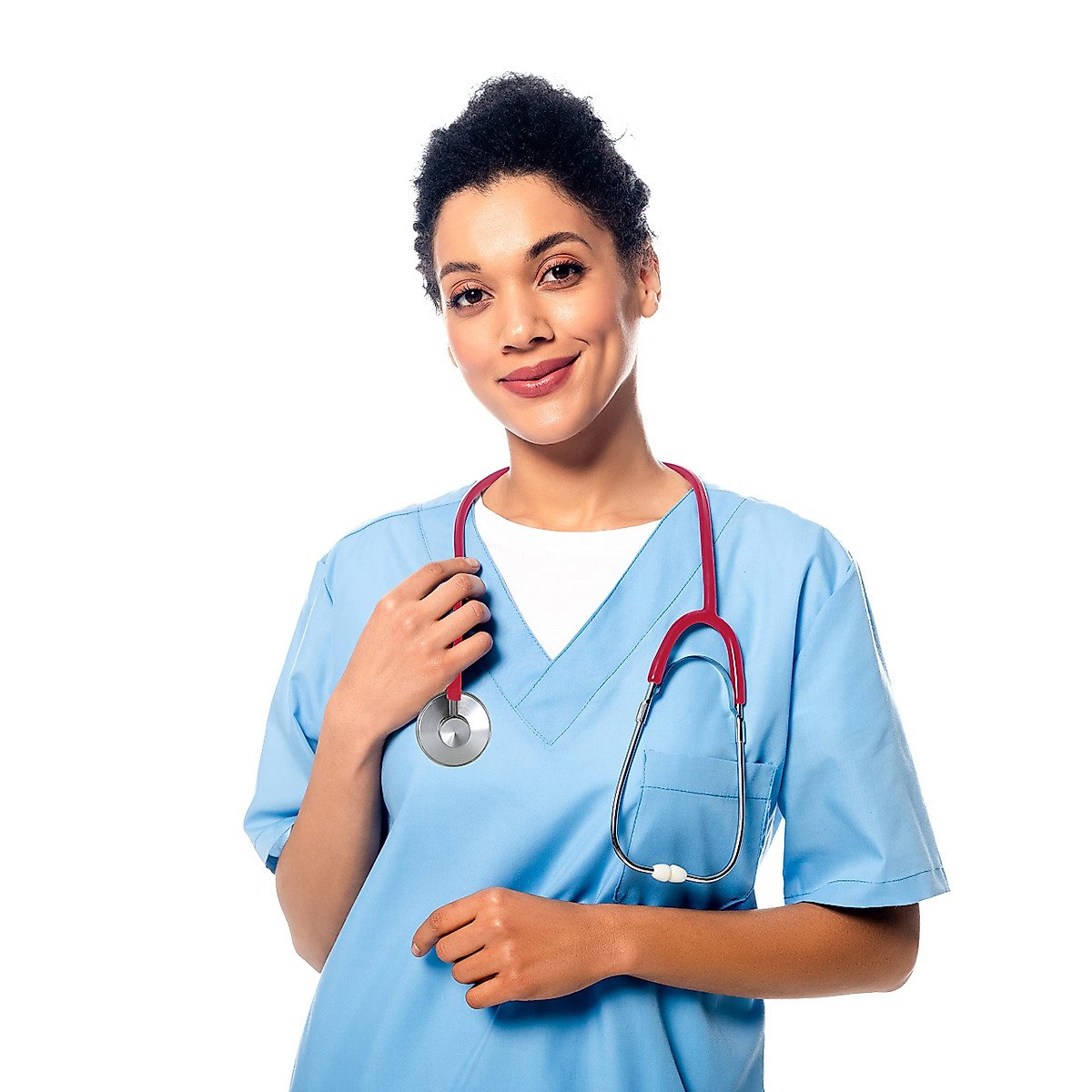 Dixie EMS Single Head Lightweight Stethoscope, Latex Free, for Doctors, Nurses, Students, Medical and Home Use - Red