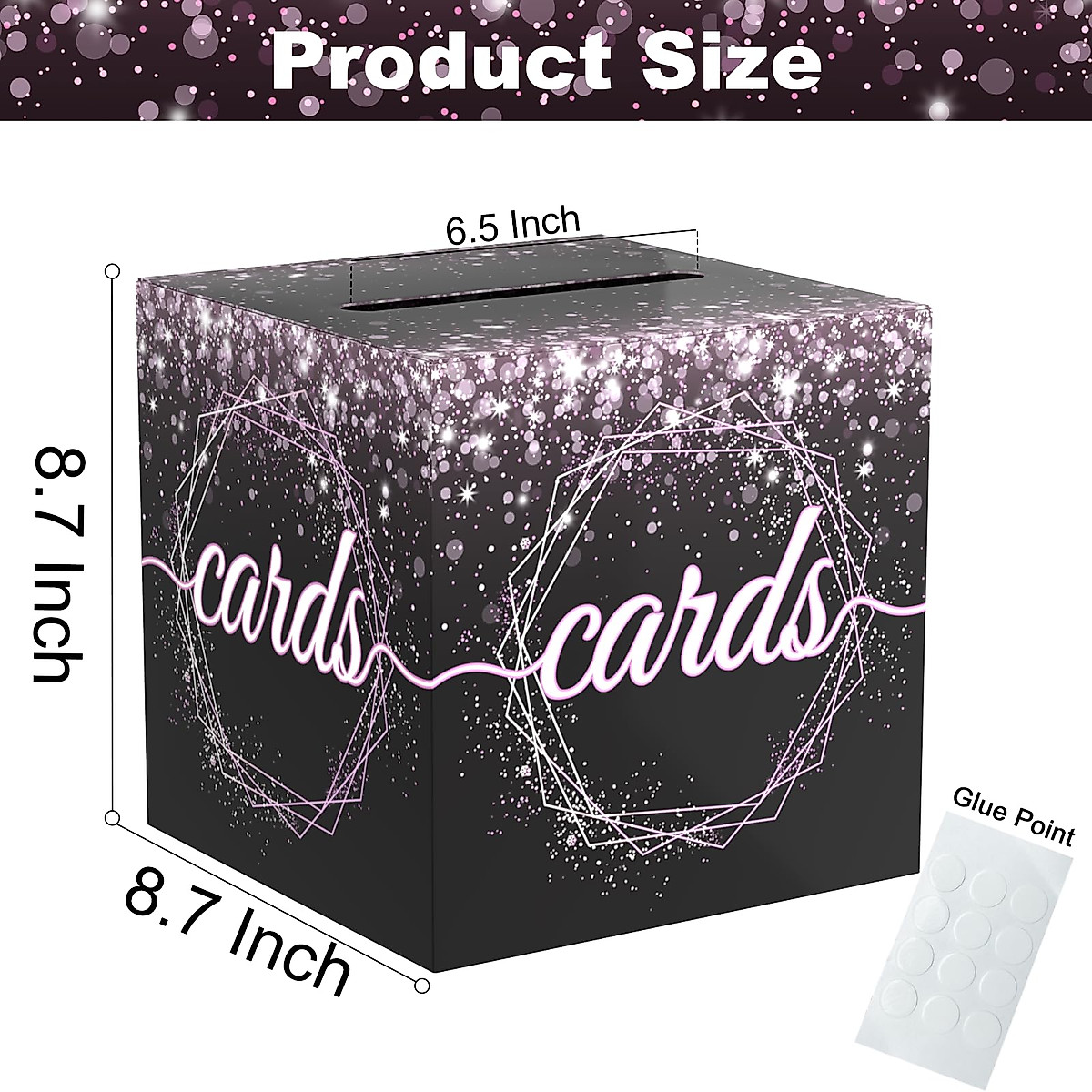 WNINK Black Pink Dot Card Box Design, Cards Receiving Box for Birthdays Party, Wedding Receptions, Bridal & Baby Showers, Graduations, Retirements, Anniversaries