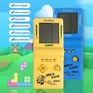 JIDAFANG-US 2 Pcs Brick Game Console Large Screen Handheld Games Electronic Games Build in 23 Classic Game for Kids Adults(Random Color)