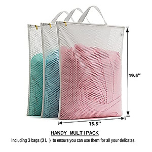 Tenrai Laundry Bag Mesh Wash Bag，Use YKK Zipper，Tote Bag Bathroom Hanging, Bra Fine Mesh Wash Bag for Underwear 3 Bags（3L Cellular Mesh）