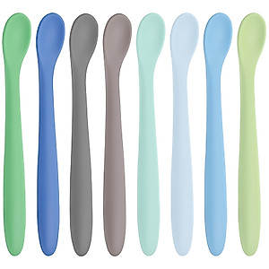 HAKSEN 8PCS Silicone Feeding Spoons, Baby Spoons Training Spoons Silicone Baby Utensils Infant Spoons for First Stage Baby and Parents