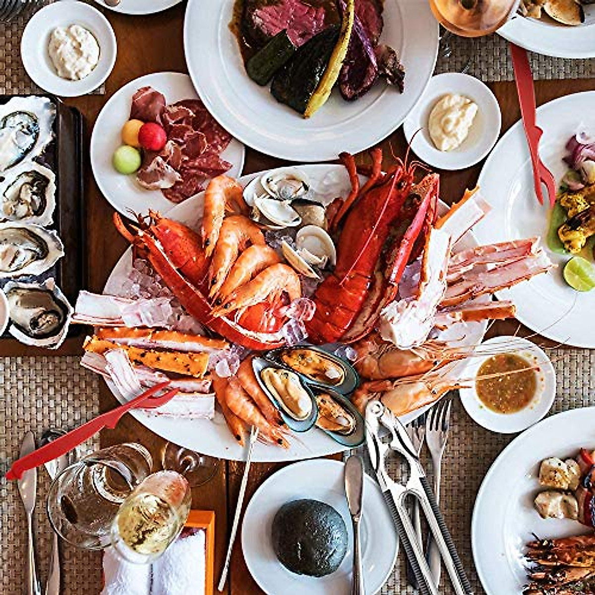 WENDOM Crab Lobster Crackers and Tools Set 3pcs Includes Crab Leg Crackers, Lobster Shellers, Crab Forks/Picks and Portable Storage Bag Seafood Tools (3)