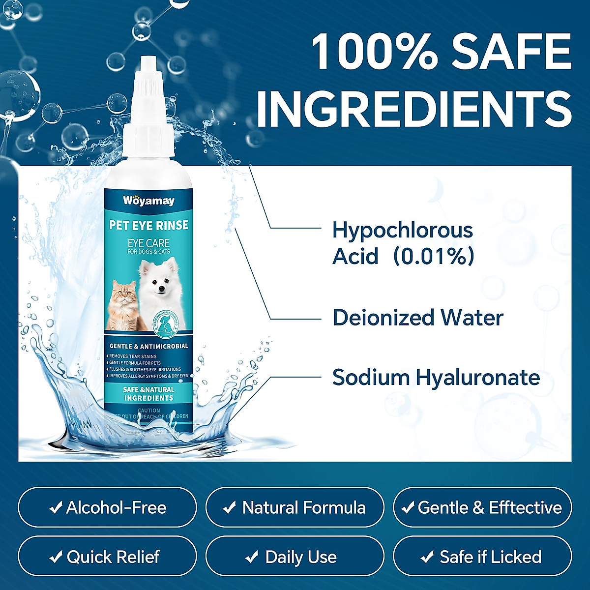 WEALLIN Advanced Eye Drops for Dogs and Cats, Gentle Formula Dog Eye Drops, Soothes Irritations Removes Tear Stains Improves Allergy Symptoms & Dry Eyes - Safe for All Animals, 8.12 OZ