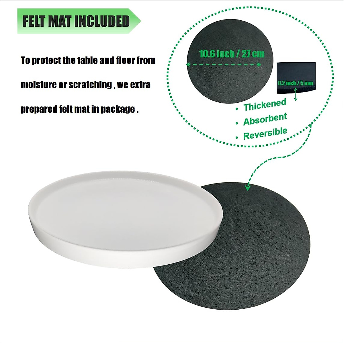 Yukfona Ceramic Plant Saucer Pot Tray 10 Inch, Planter Saucers 4 5 6 7 8 9 10 11 12 13 Inch for Indoors Outdoor, Durable Sturdy Flower Drainage drip Water Tray for Glazed Pots Base (10.7 Inch-White)