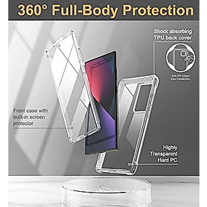 SURITCH for Samsung Galaxy S23 Ultra Clear Case 6.8" (Only), [Built-in Screen Protector] Full Body Protective Hard Shell+Soft TPU Phone Case for Samsung S23 Ultra -(Full Clear)